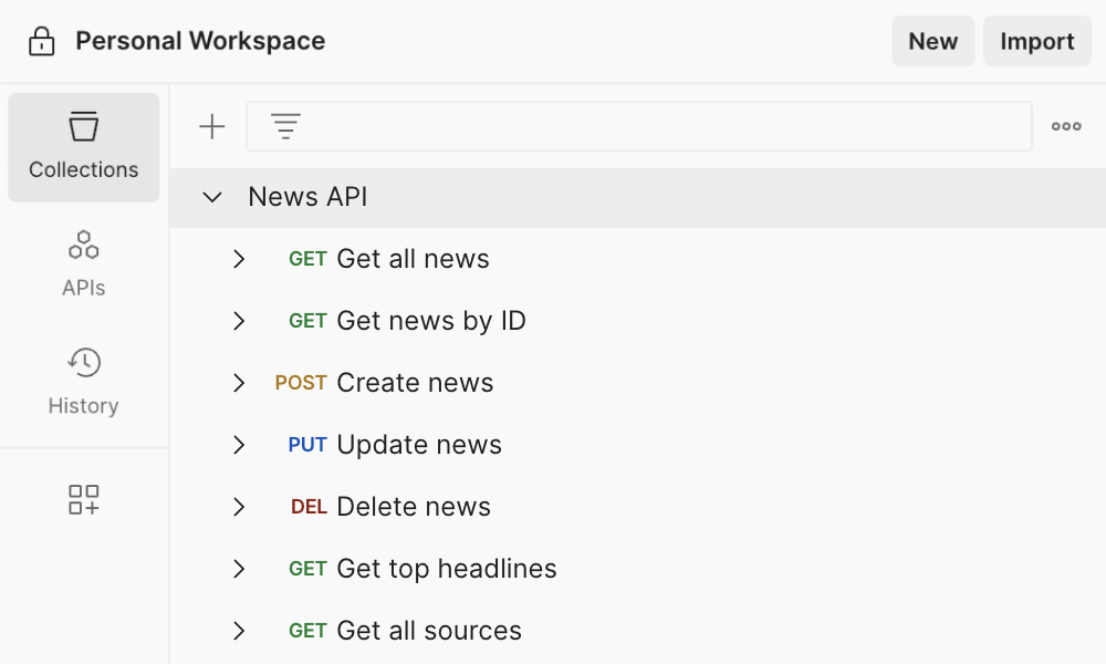 News API template | Postman API Platform